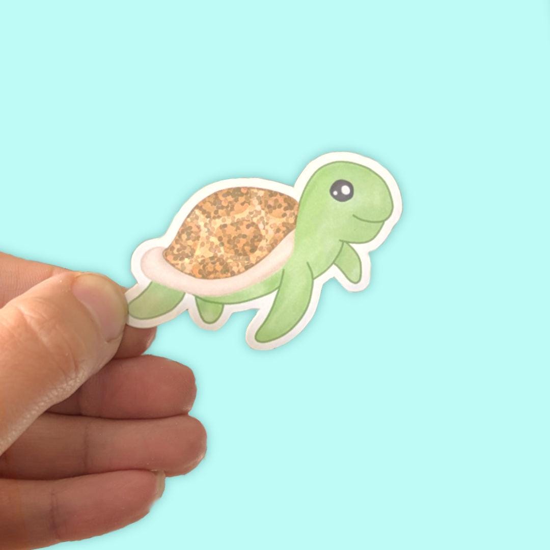 Sheldon the Sea Turtle Glitter Sticker, Cute Sea Turtle Glitter Sticker ...