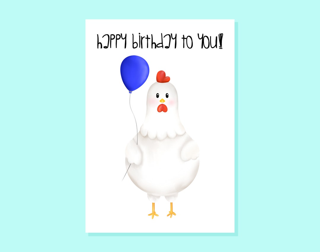 Chicken Birthday Card Funny Birthday Card Cute Chicken - Etsy