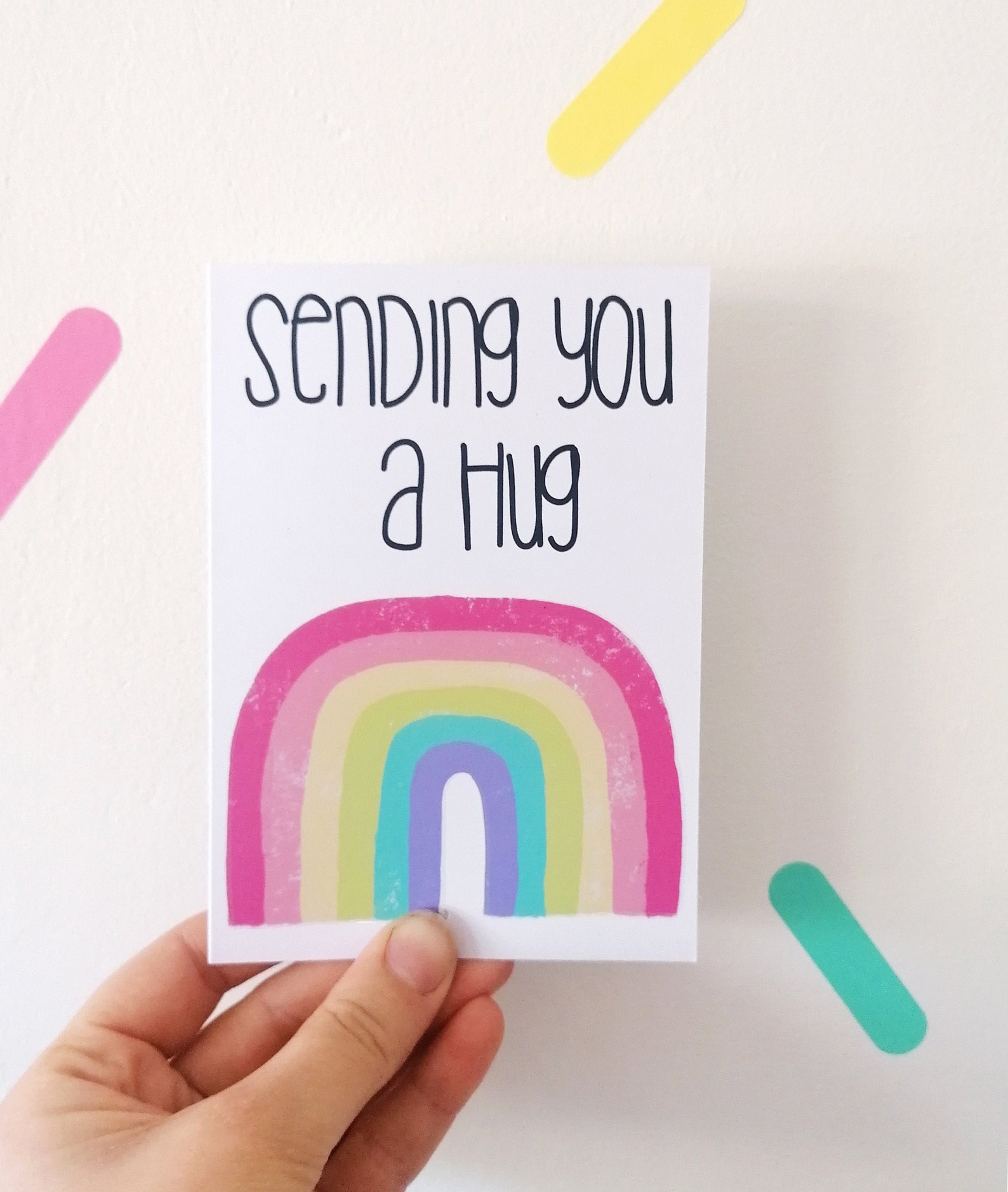 Sending a Hug Card Sending a Hug in the Post Rainbow Hug - Etsy