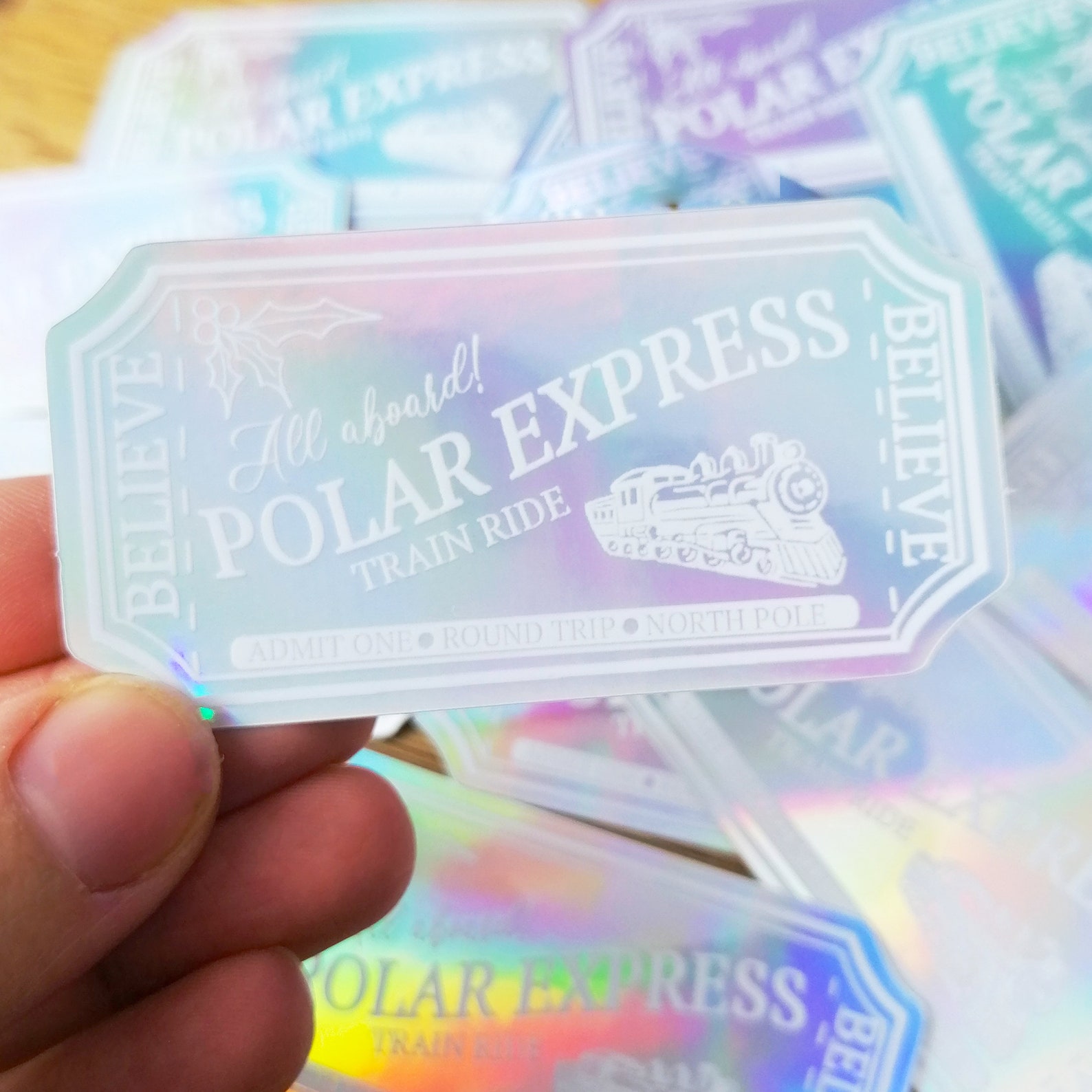 Holographic Polar Express Ticket Vinyl Sticker - Etsy