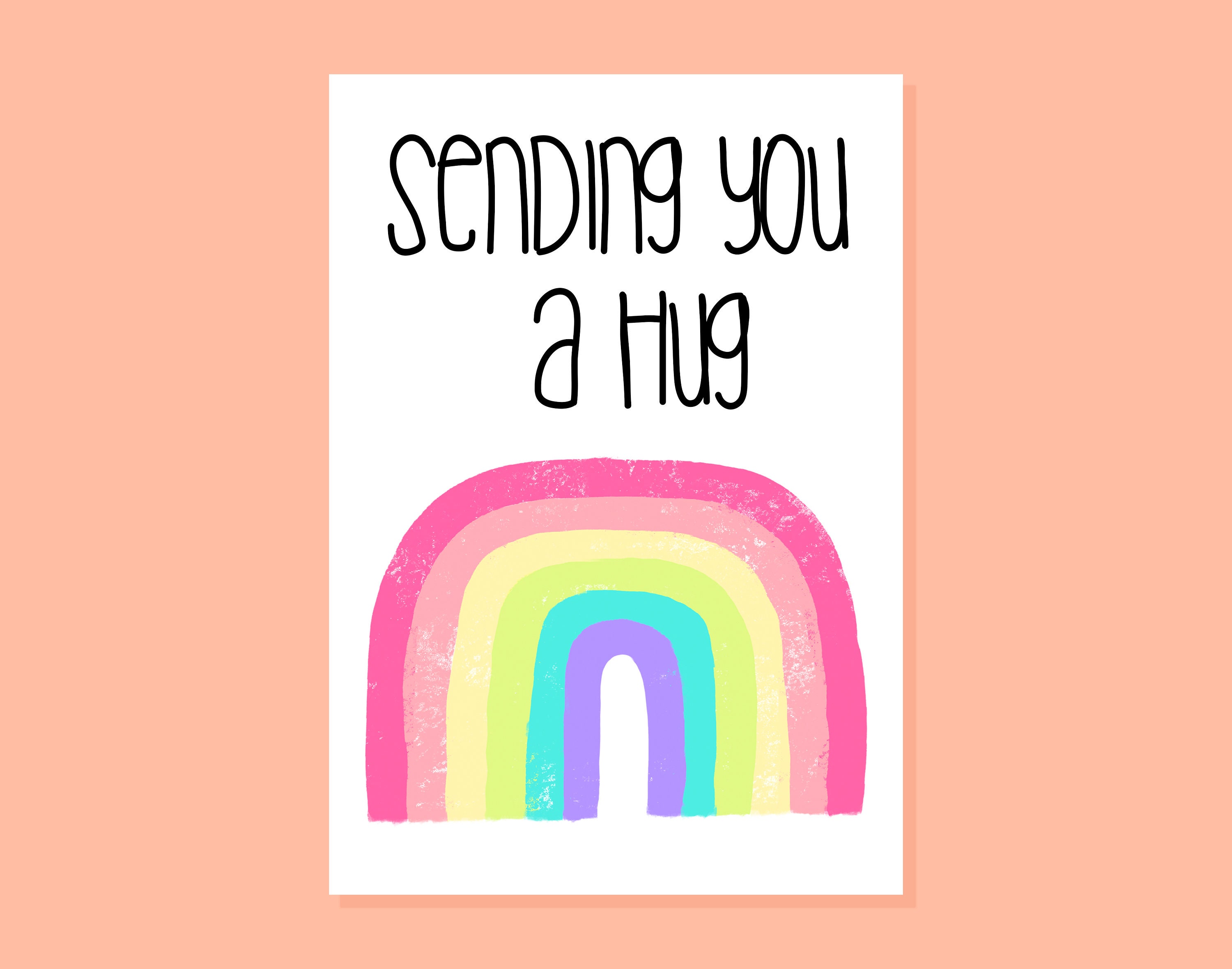 Sending a Hug Card, Sending a Hug in the Post, Rainbow Hug Card - Etsy