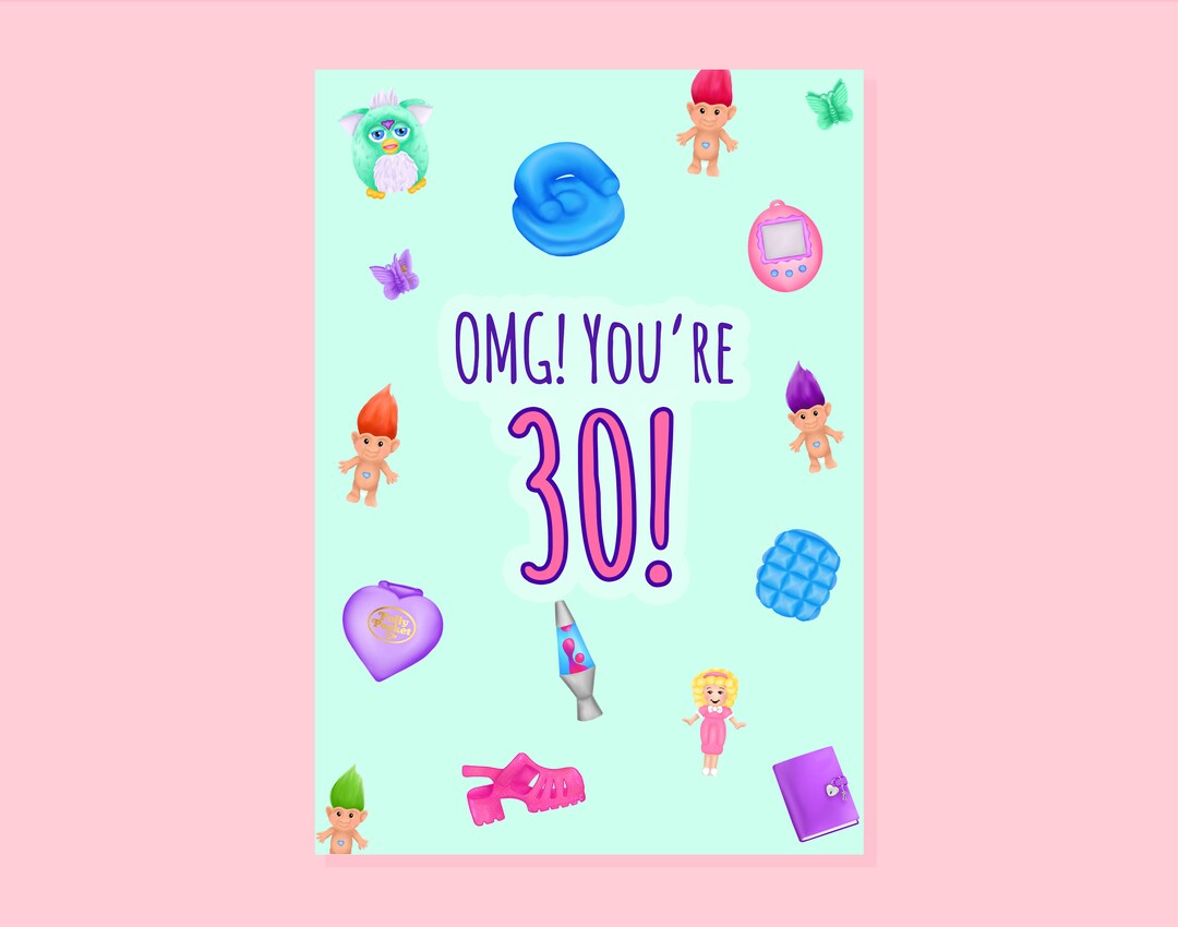 OMG You're 30 30th Birthday Card 90s Birthday Card - Etsy