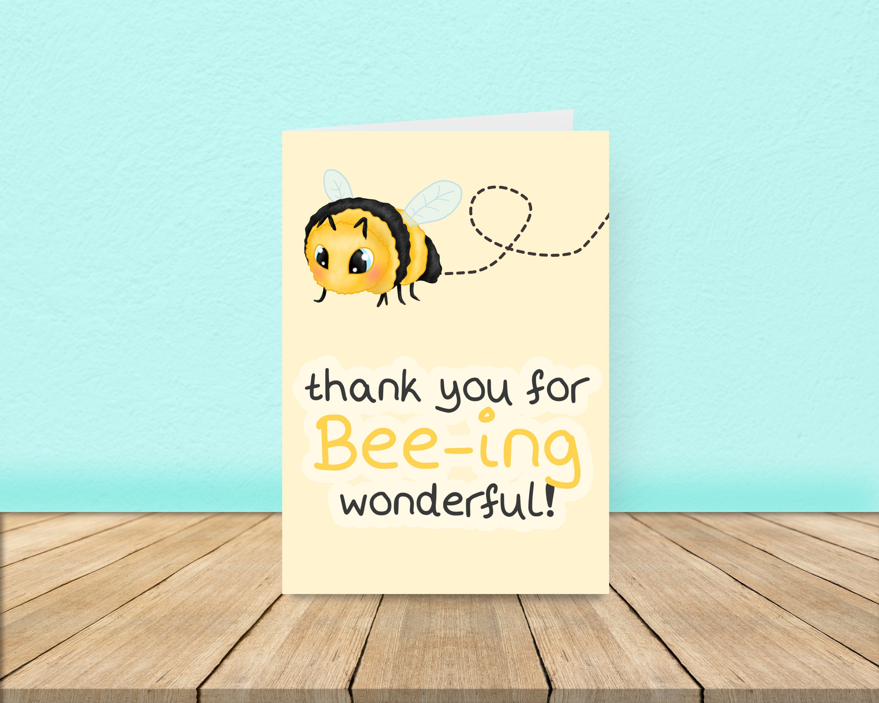 Bee Thank You Card, Kawaii Thank You Card, Thank You for Being ...