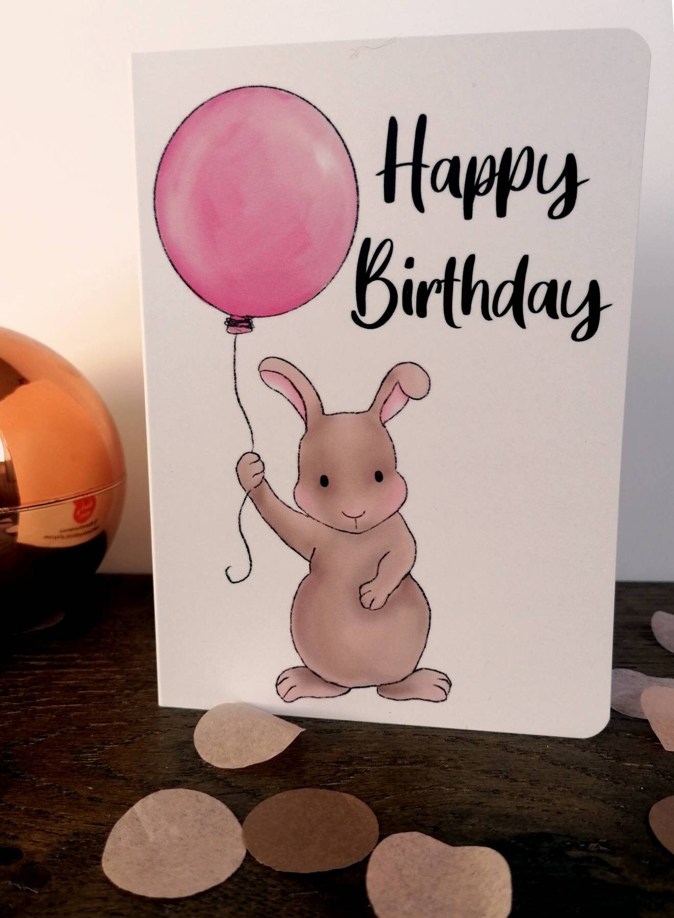 Cute Birthday Card Cute Bunny Girls Birthday Baby Birthday | Etsy