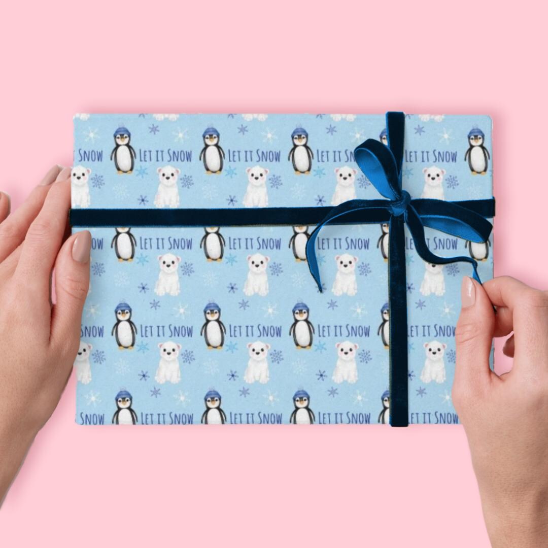 Polar Pals Wrapping Paper, Cute Christmas Wrapping Paper, Cute Polar ...