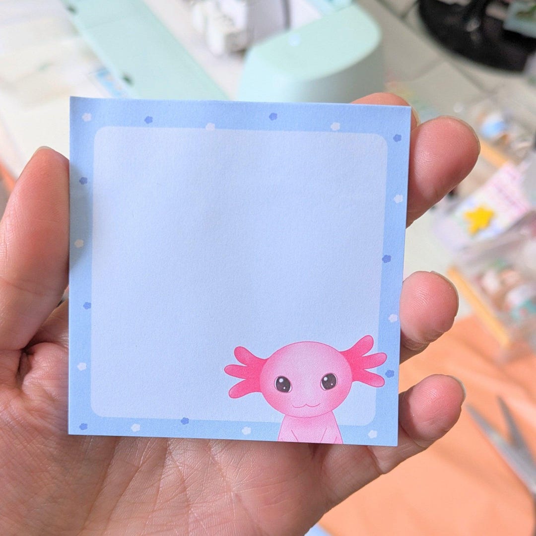 Axel the Axolotl Sticky Notes, Cute Axolotl Sticky Notes, Kawaii Sticky ...
