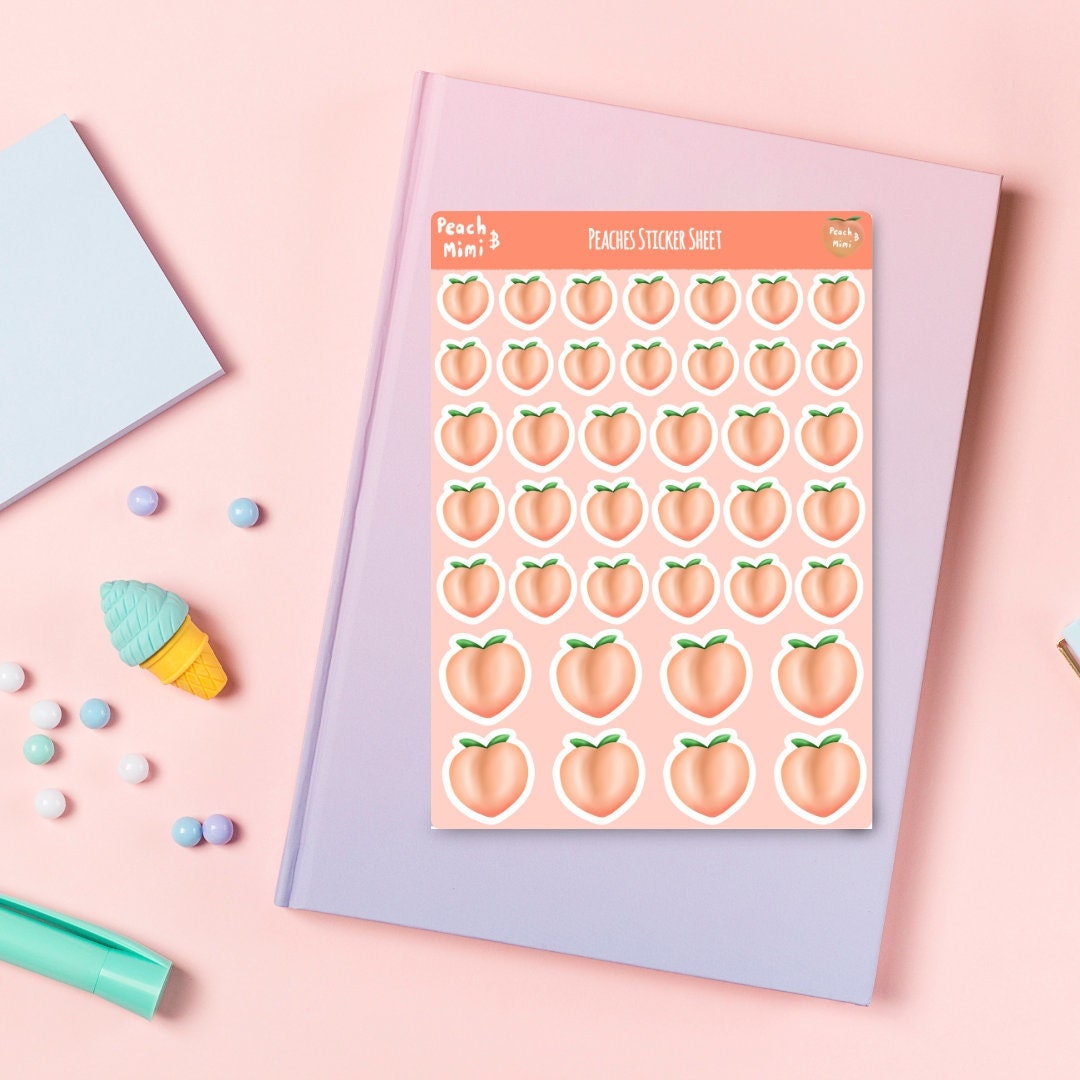 Peach Planner Sticker Sheet, Peaches Planner Stickers, Colourful ...