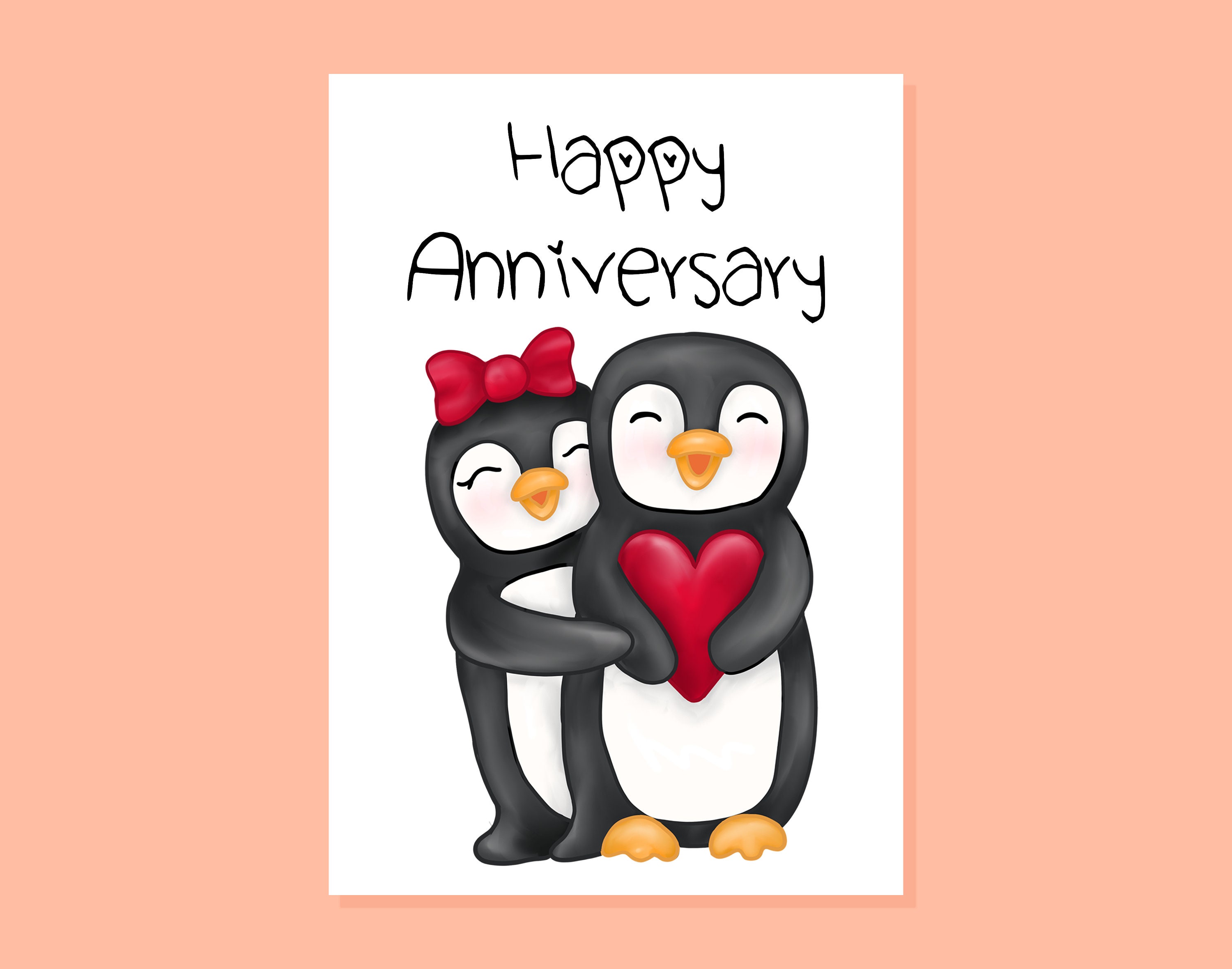 Cute Anniversary Card, Cute Penguins, Happy Anniversary, Penguin ...