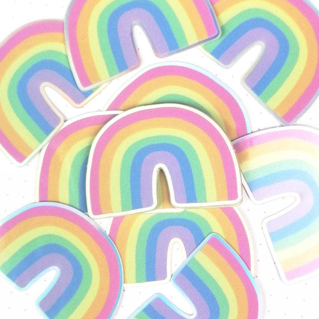Holographic Pastel Rainbow Sticker Waterproof Holographic - Etsy