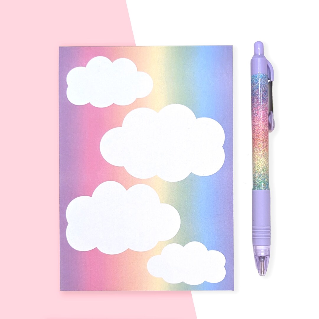 Pastel Clouds A6 Notepad, Notepad, Stationery, Pastel Rainbow ...