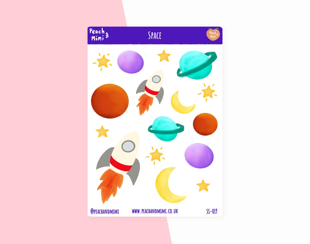 Space Sticker Sheet, Space Stickers, Planet Stickers, Rocket Stickers ...