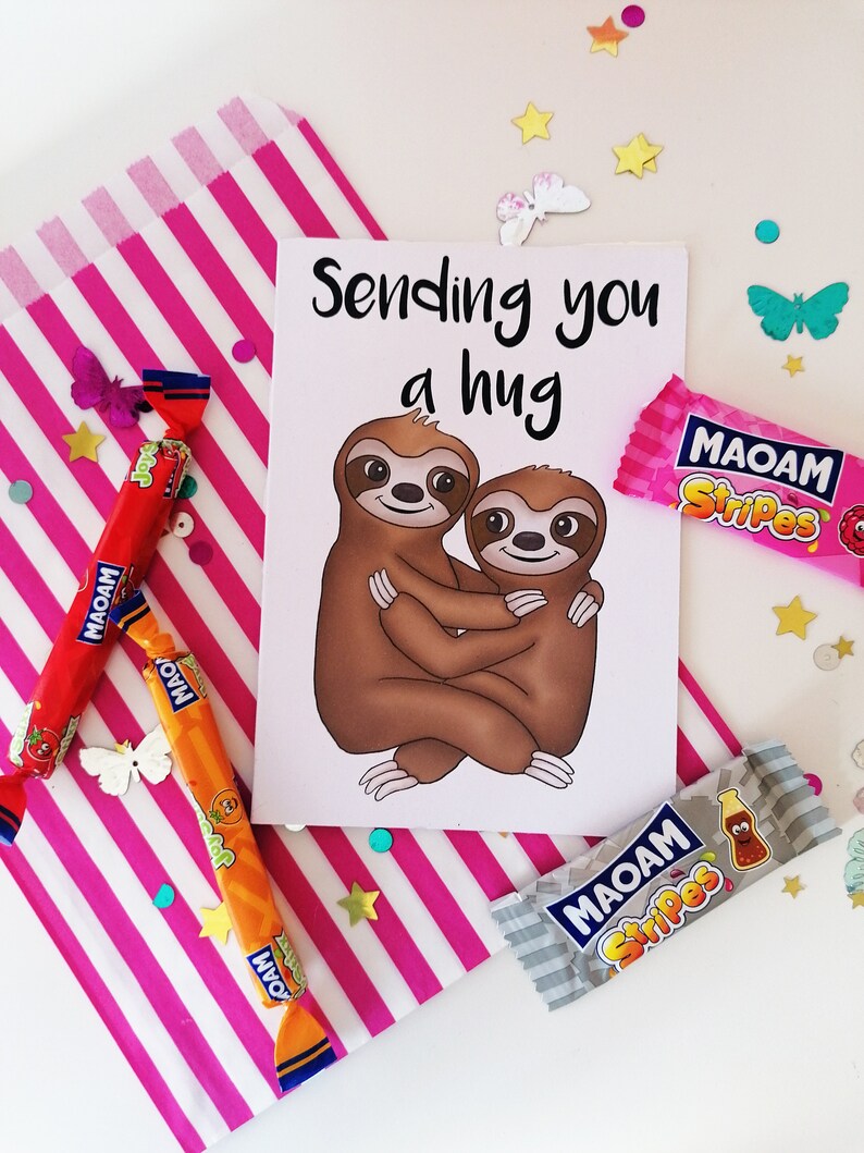 Hug and Treat Bundle A6 Sending a Hug Card and Sweet Treat - Etsy