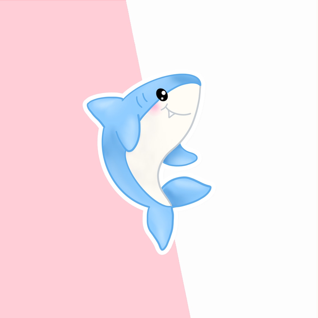 Sharky Vinyl Sticker, Cute Shark Sticker, Shark Sticker - Etsy