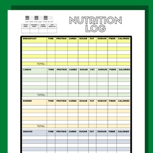 Nutrition Log, Nutrition Planner Page, Nutrition Journey, Diet Planner ...