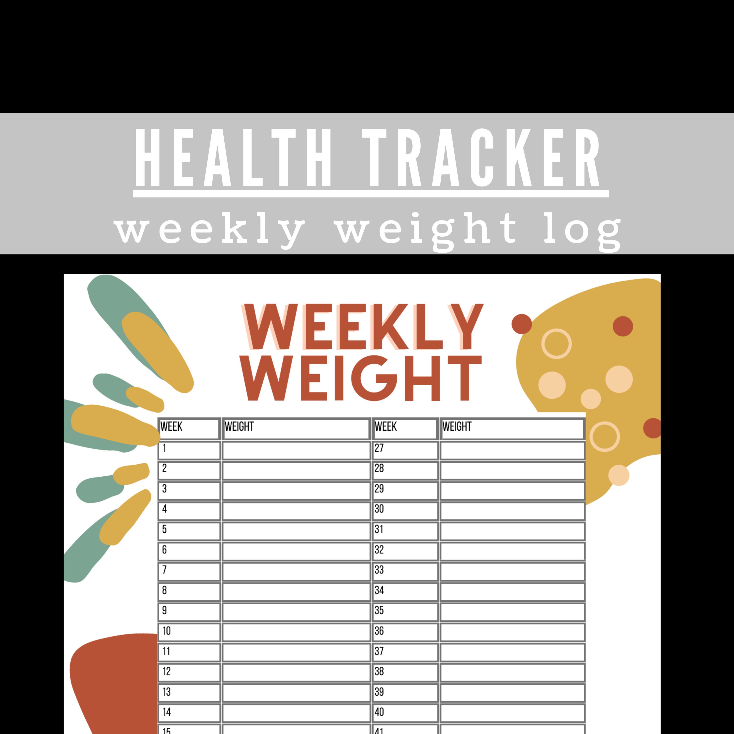 Weekly Weight Log, Health Tracker, Bariatric Sleeve Bypass, Weight Loss ...
