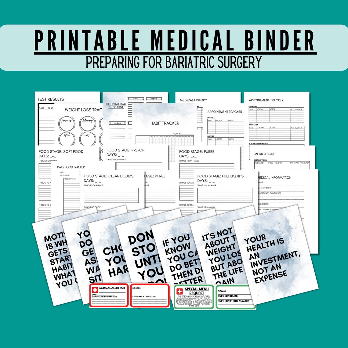 Printable Medical Binder for Pre-op Bariatric Surgery Prepare - Etsy