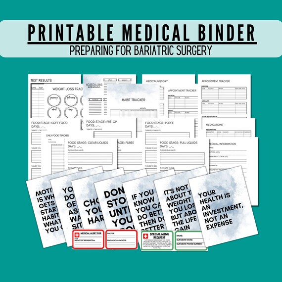 Printable Medical Binder for Pre-op Bariatric Surgery Prepare | Etsy