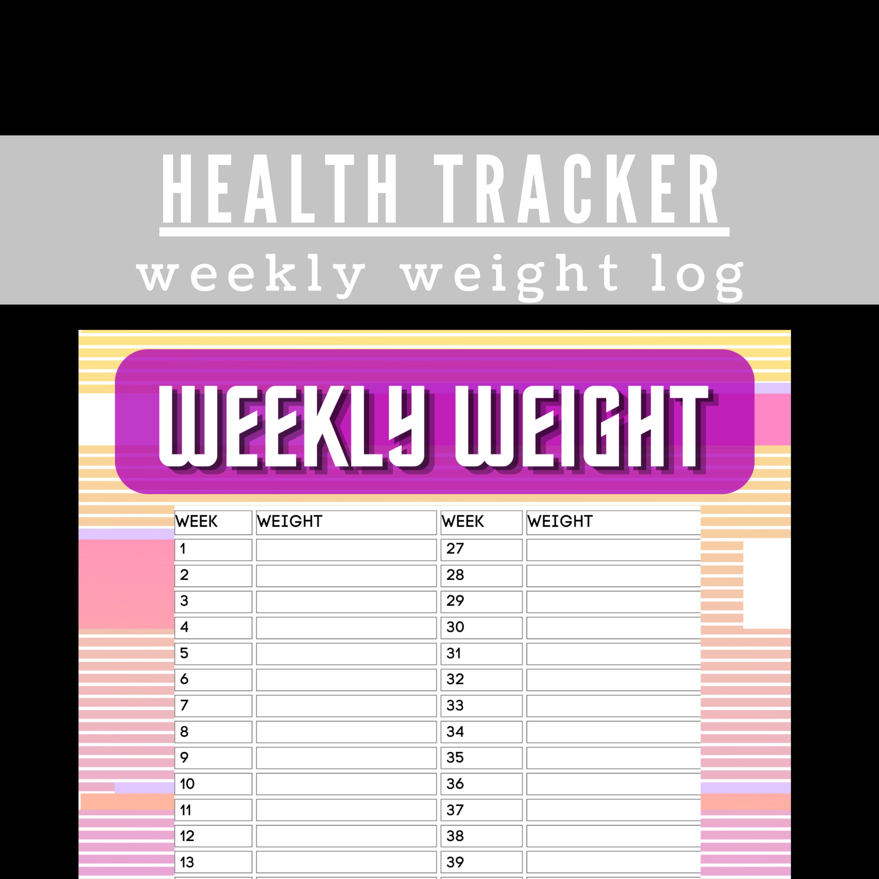 Weekly Weight Log, Health Tracker, Bariatric Sleeve Bypass, Weight Loss ...