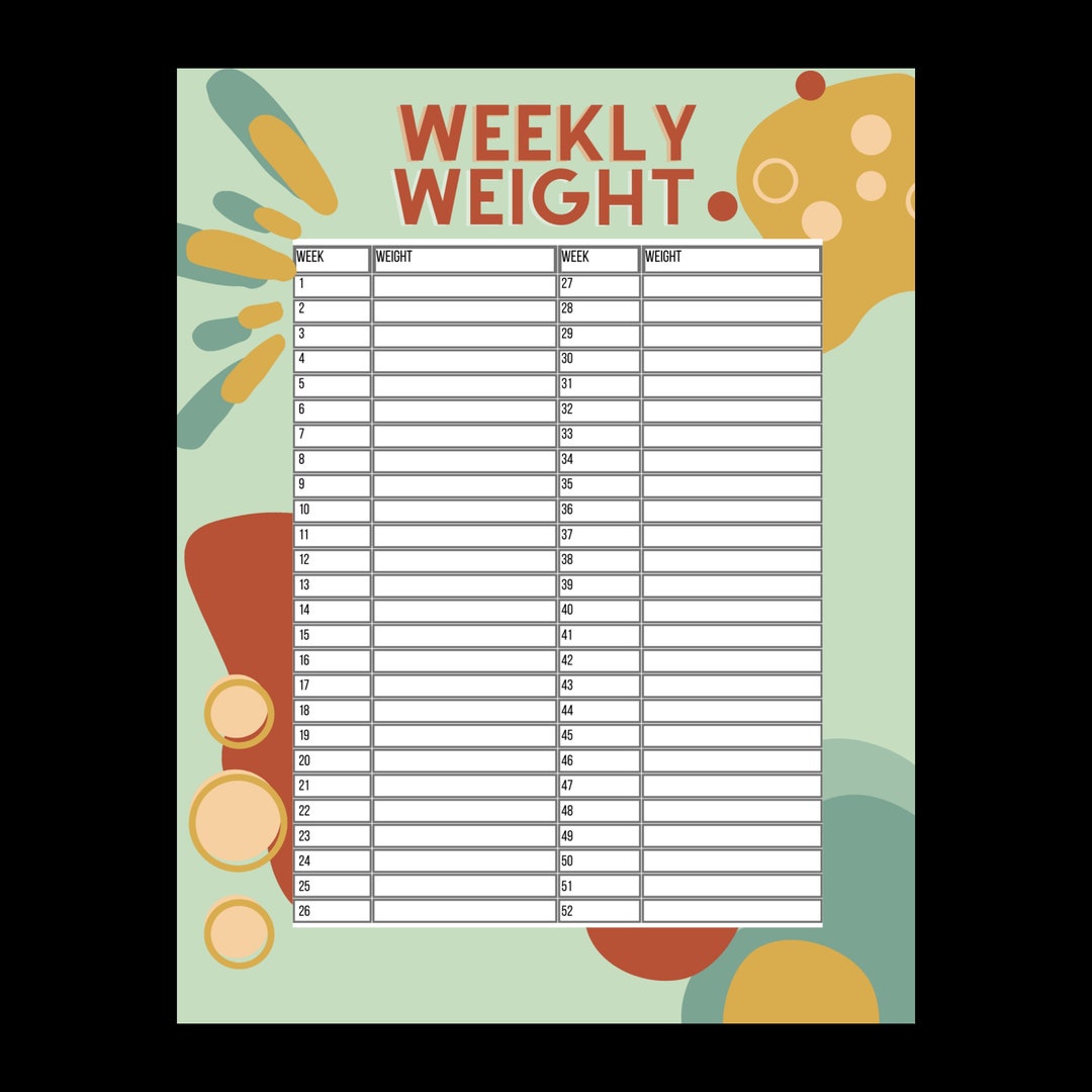 Weekly Weight Log, Health Tracker, Bariatric Sleeve Bypass, Weight Loss ...