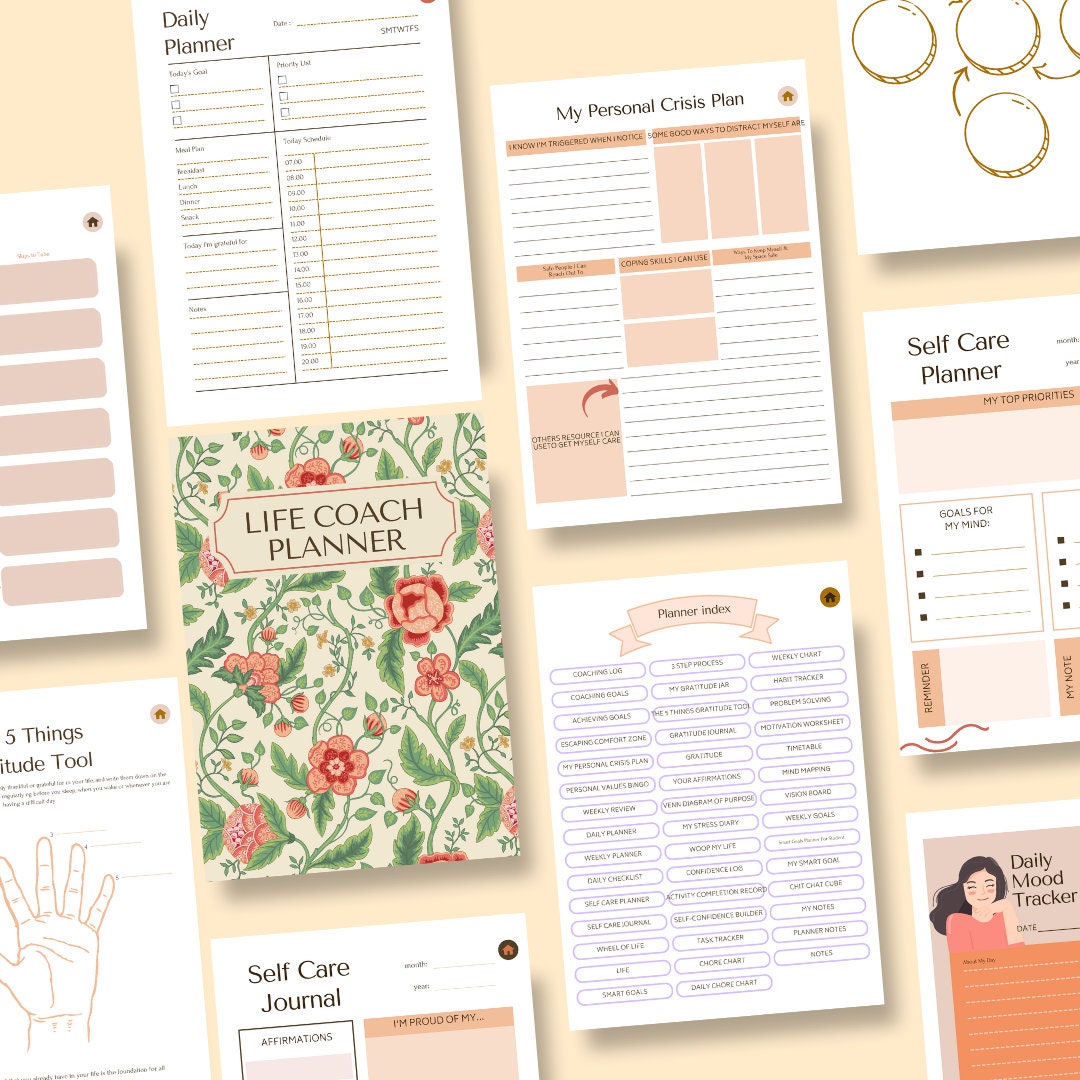Coaching Planner Printable Digital Life Coach Journal Pages Wellness ...