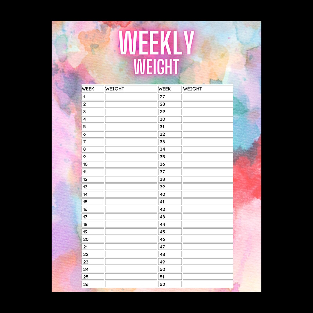 Weekly Weight Log, Health Tracker, Bariatric Sleeve Bypass, Weight Loss ...