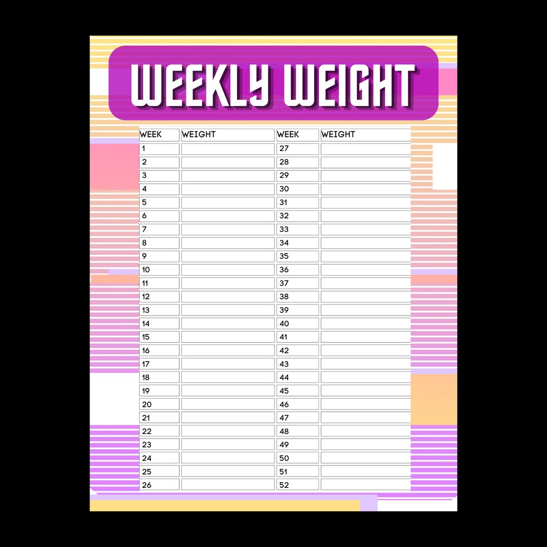 Weekly Weight Log, Health Tracker, Bariatric Sleeve Bypass, Weight Loss ...