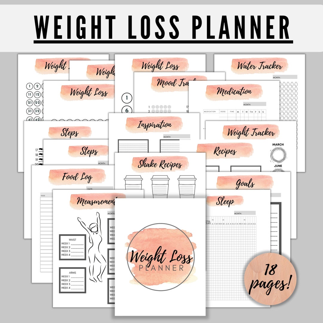 Weight Loss Planner, Healthy Habit Tracker, Printable Journal, Water ...