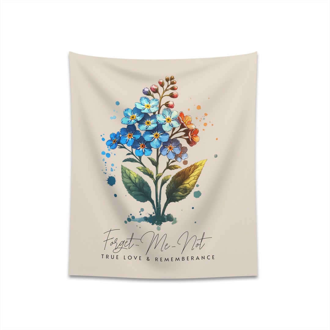 Birth Flower Wall Hanging Tapestry Forget-me-not Memorial Flower Gift ...