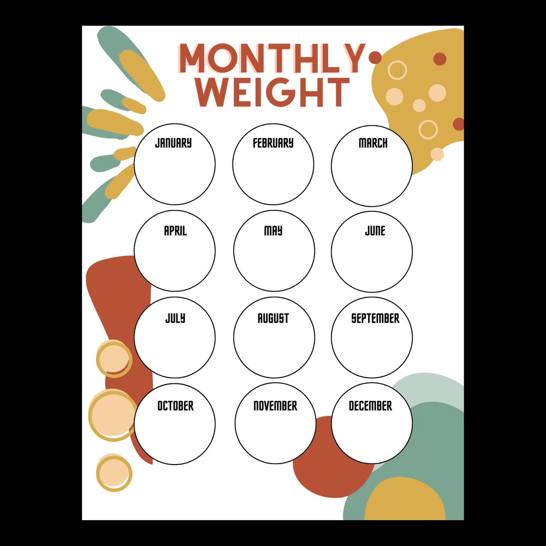 Monthly Weight Loss Tracker, Bariatric Gastric Sleeve Journal (digital ...