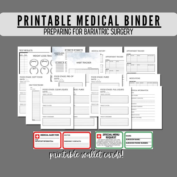 Printable Medical Binder for Pre-op Bariatric Surgery Prepare | Etsy