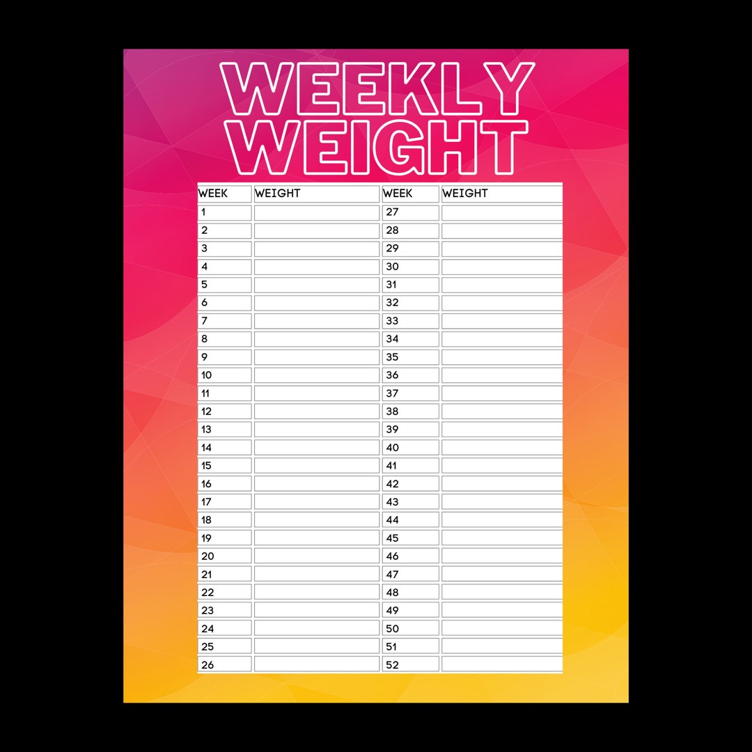 Weekly Weight Log, Health Tracker, Bariatric Sleeve Bypass, Weight Loss ...