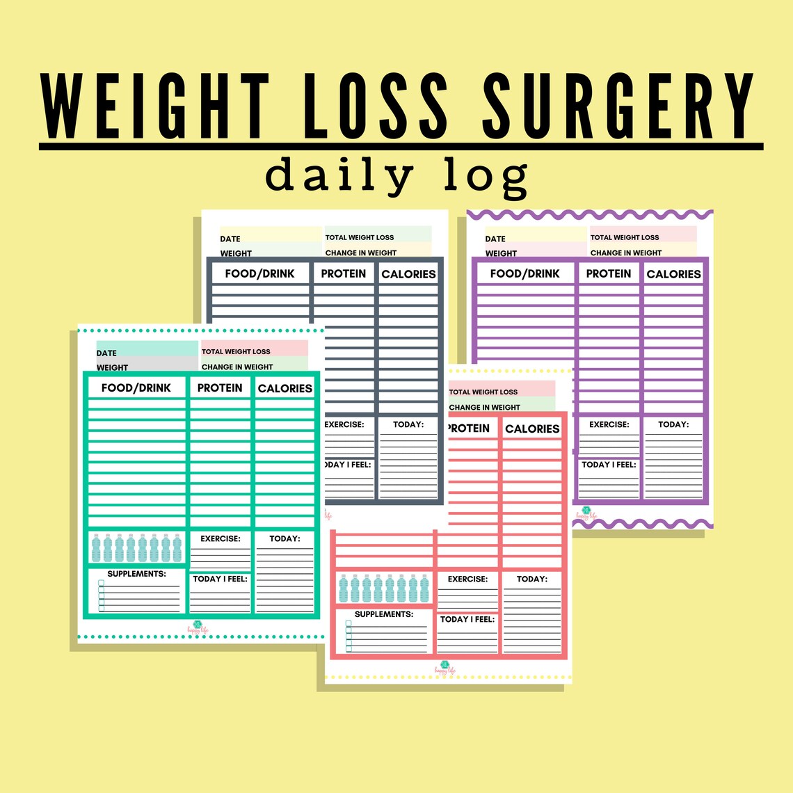 Weight Loss Surgery Log, Bariatric Surgery, WLS, Daily Food Log ...