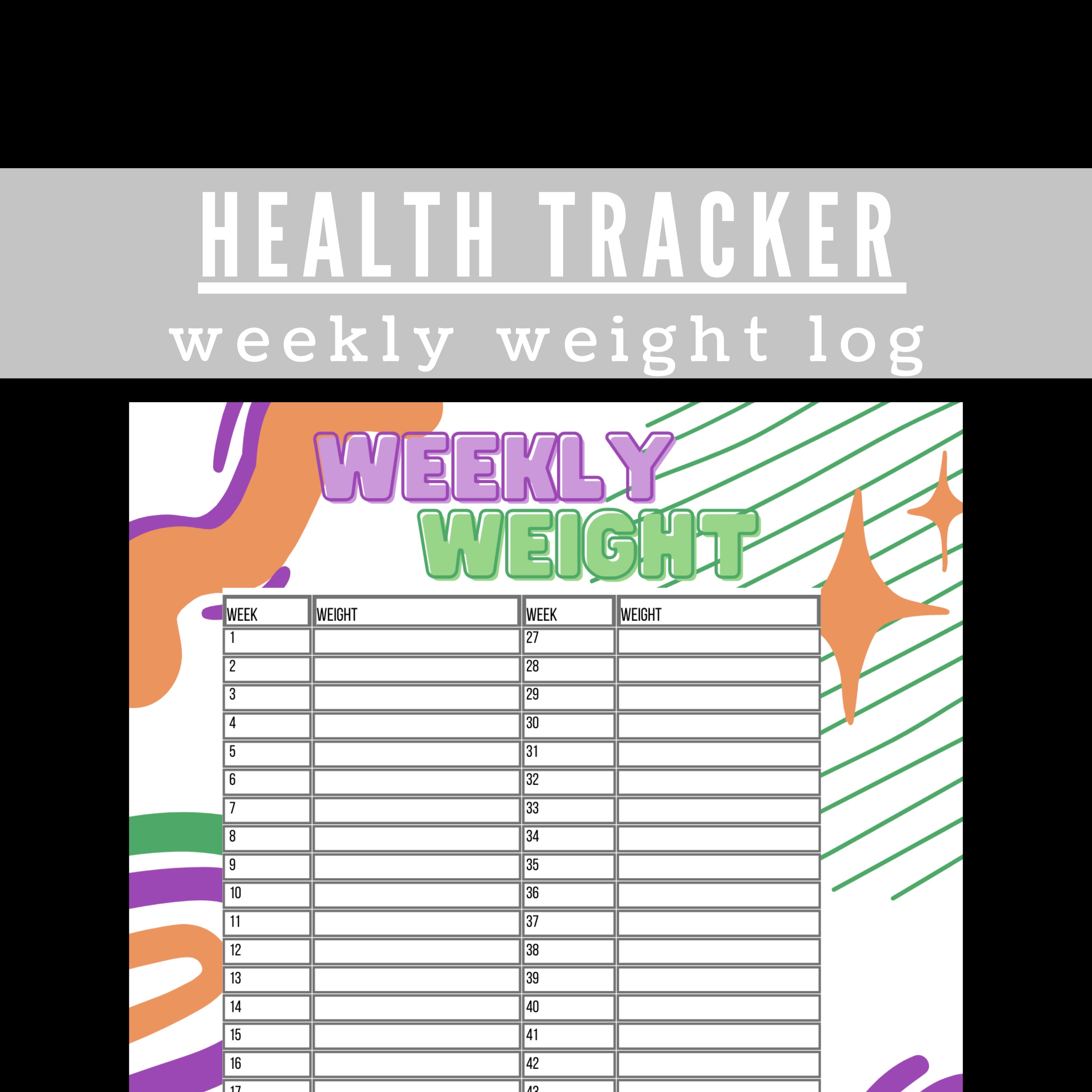 Weekly Weight Log, Health Tracker, Bariatric Sleeve Bypass, Weight Loss ...