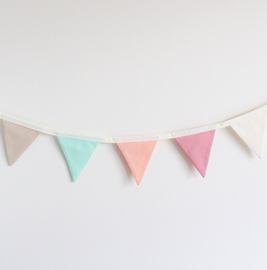 Pastel Rainbow Bunting Flags, Muted Rainbow Wall Decoration, Nusery ...