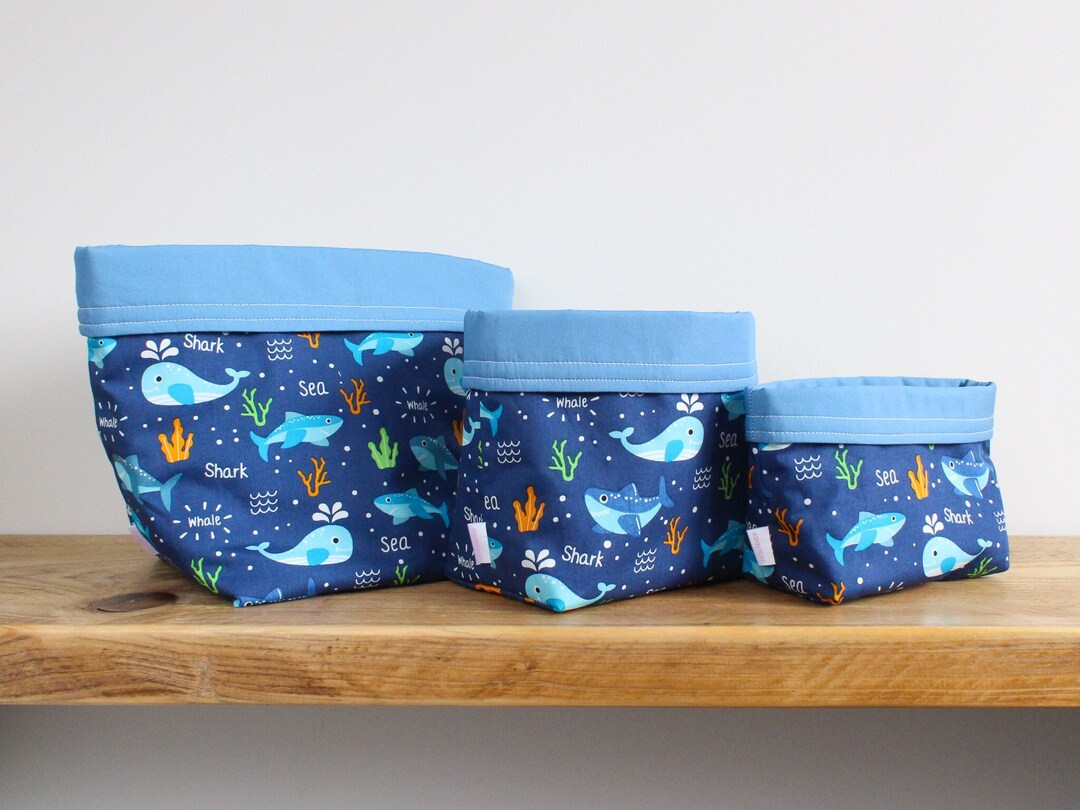 Under the Sea Nursery Storage Baskets, Blue Ocean Baby Boy Room, Whale ...