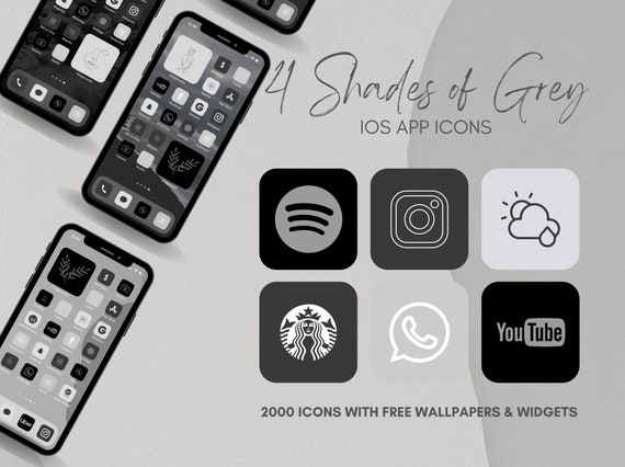 GREY 2000 Iphone Ios App Icons 500 Icons in 4 Black - Etsy