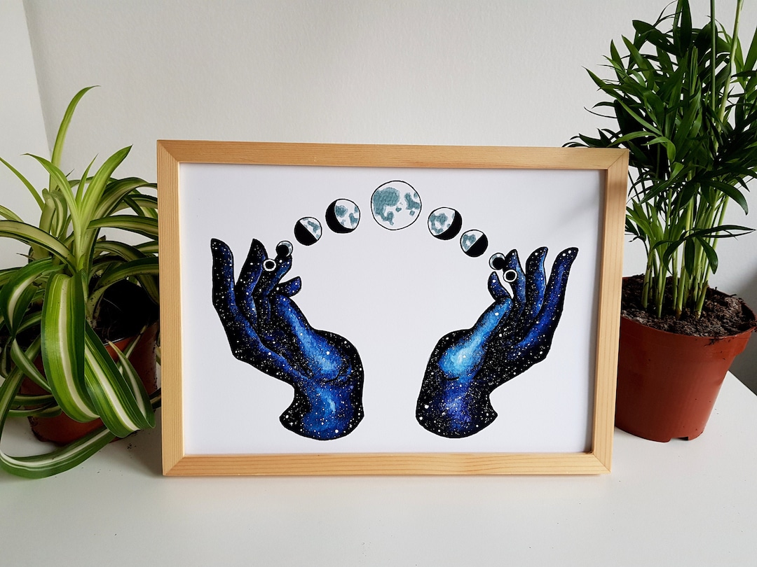 Galaxy Art Print, Universe Art Print, Space Art Print, Hand Art Print ...
