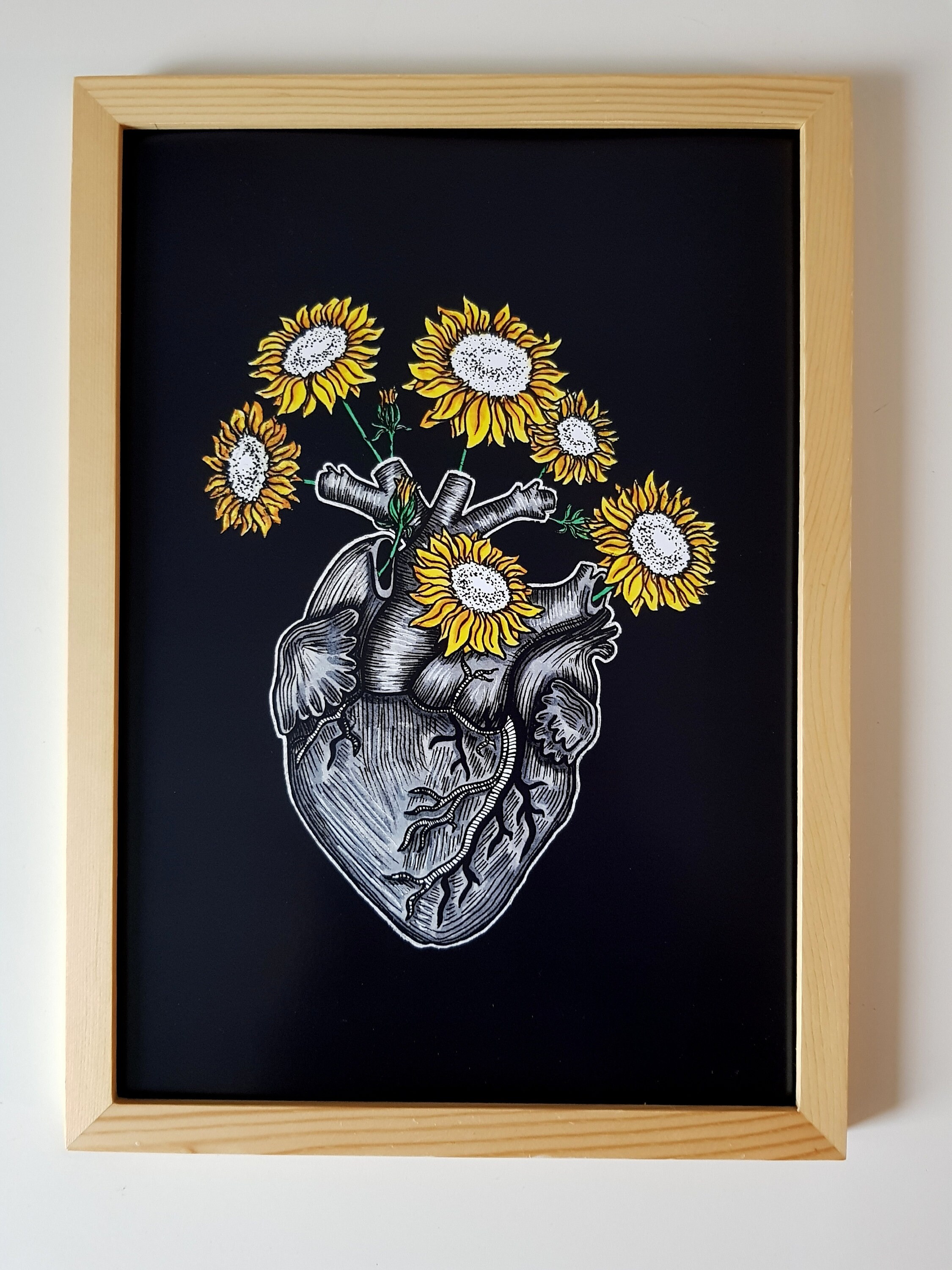 Anatomical Heart Art Print, Anatomy Art Print, Gothic Art Print, Flower ...