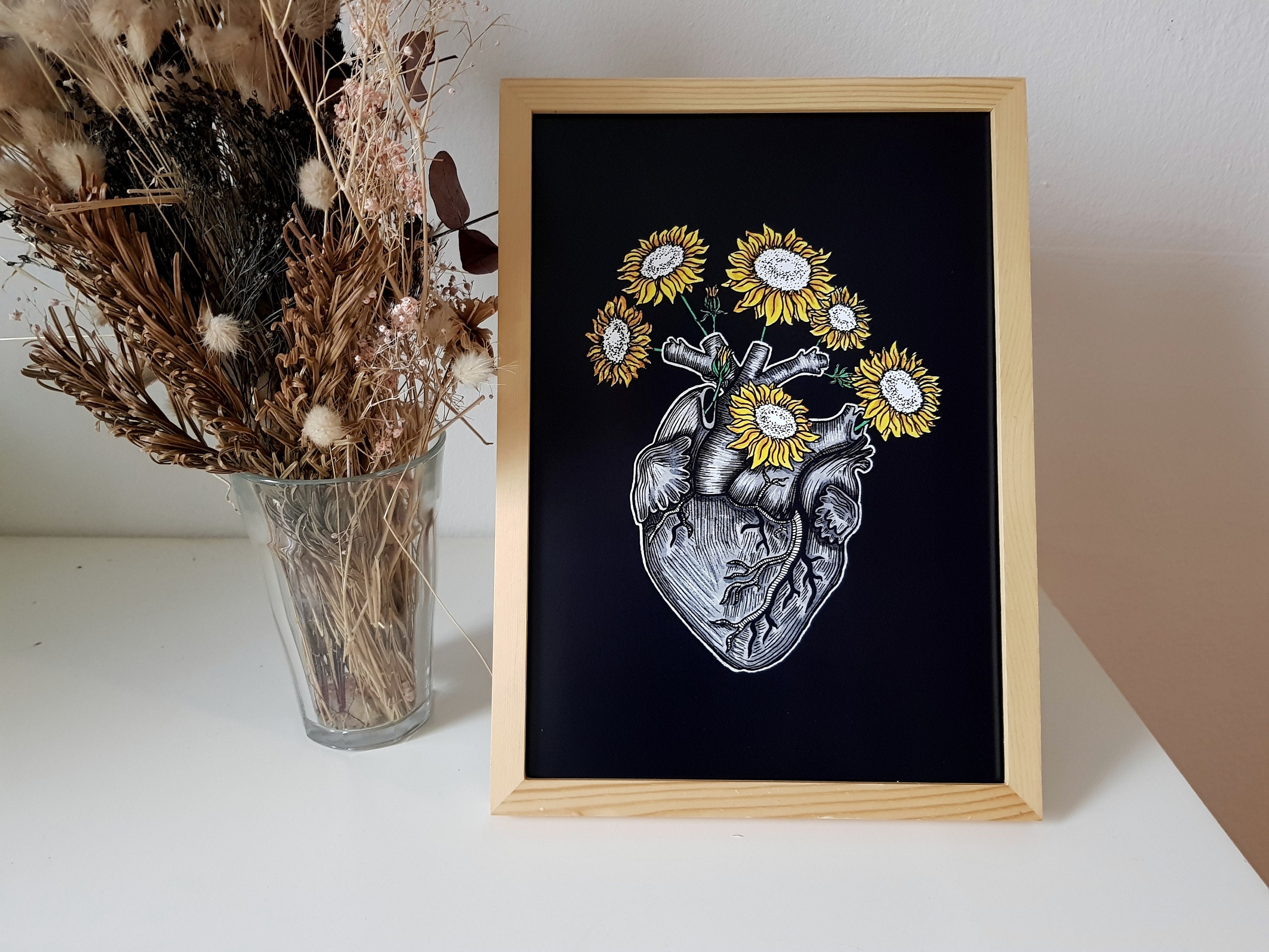Anatomical Heart Art Print, Anatomy Art Print, Gothic Art Print, Flower ...