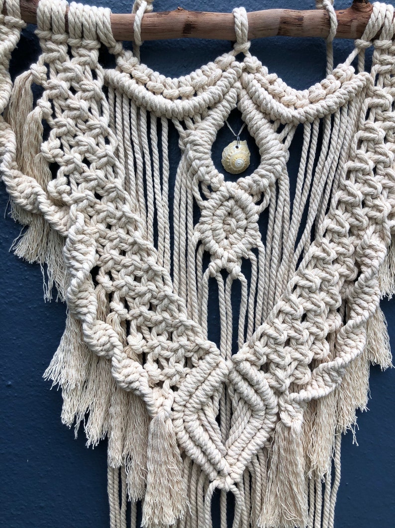 Driftwood Macrame Seashell Wall Hanging Large Boho Chic | Etsy