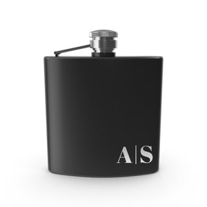 Engraved Matte Black Flask With Custom Initials Personalized - Etsy