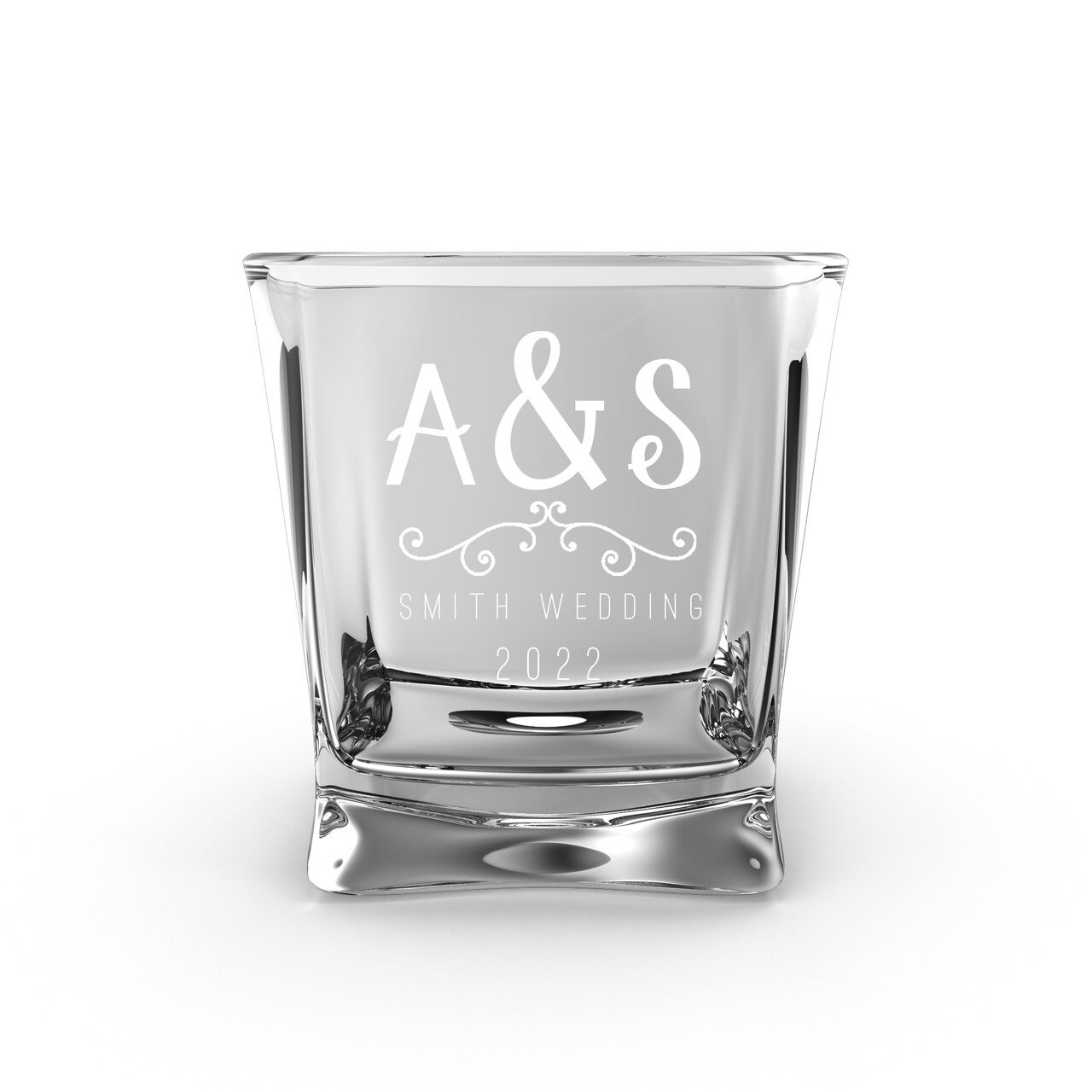 Personalized Wedding Initial Square Rocks Glass Personalized - Etsy