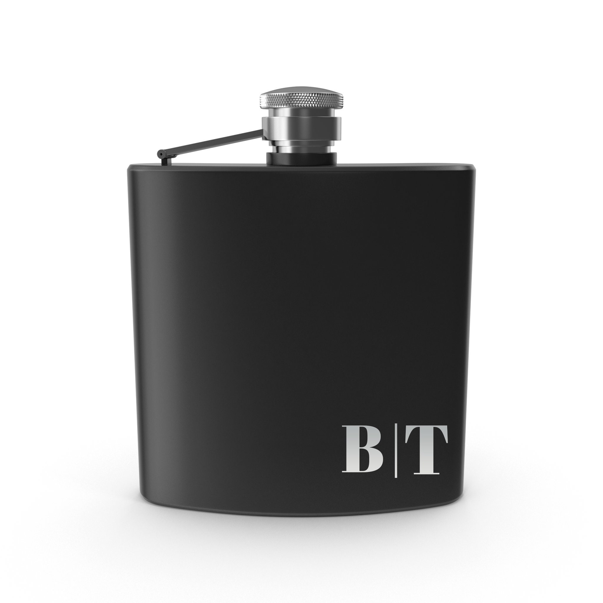 Engraved Matte Black Flask With Custom Initials Personalized - Etsy