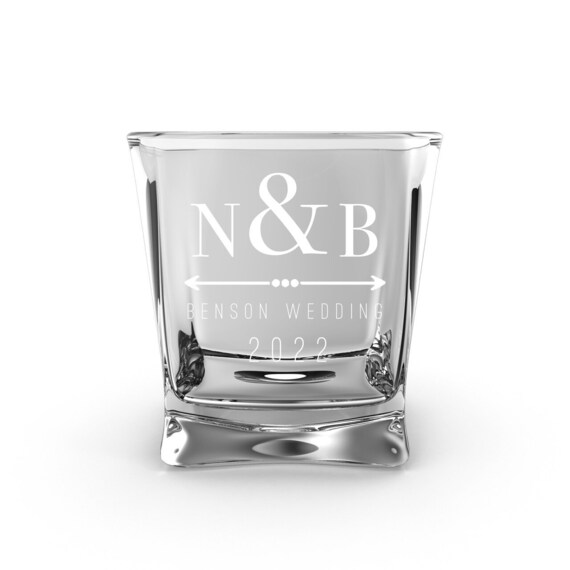 Personalized Wedding Initial Square Rocks Glass Personalized - Etsy