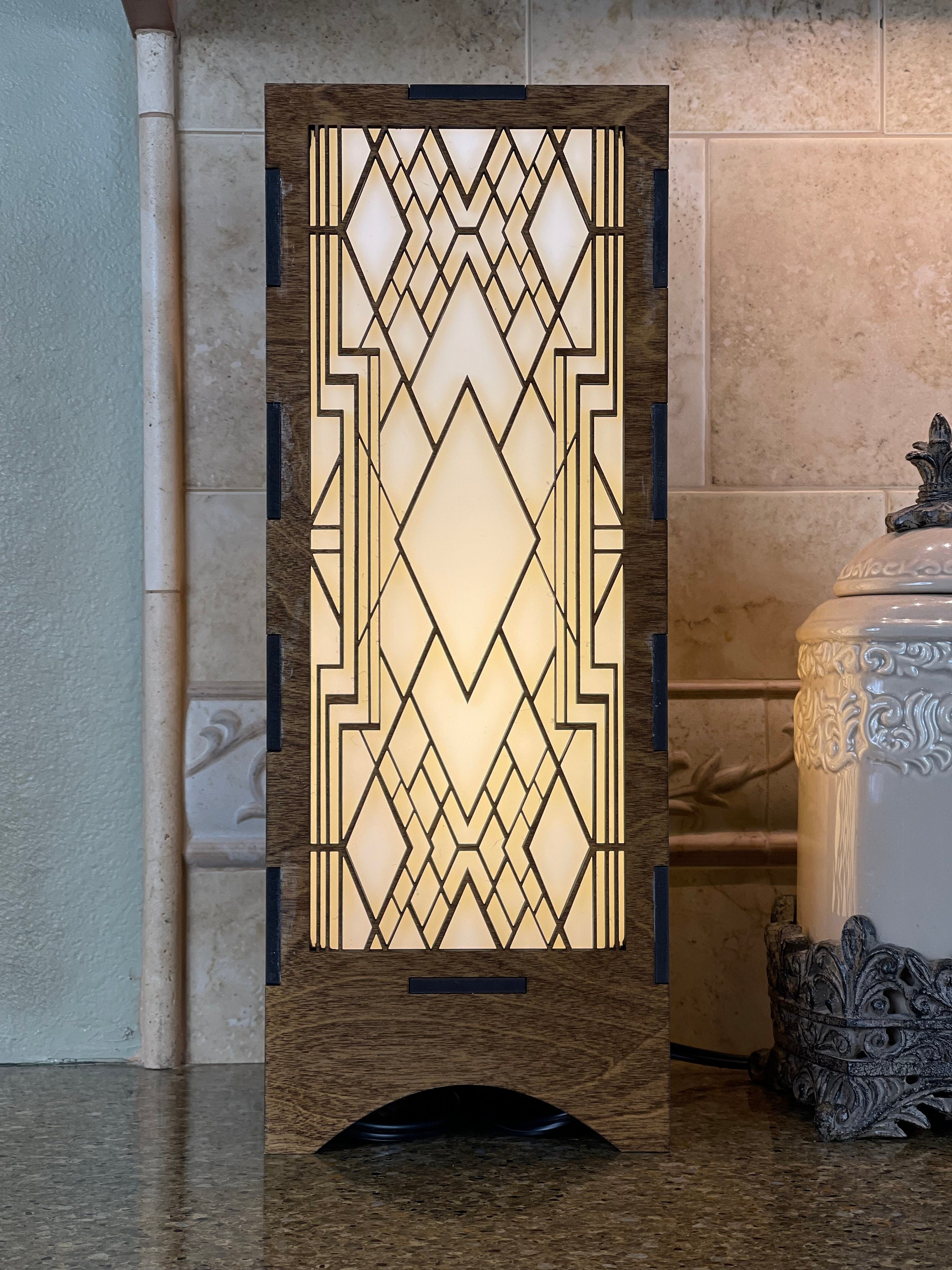 Art Deco Style Tall Table Lamp - Etsy