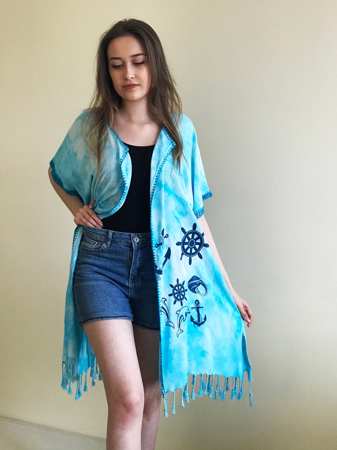 Sea Tunic,anchor Pattern Tunic, Blue Color Tunic, Sea, Pool, Beach ...