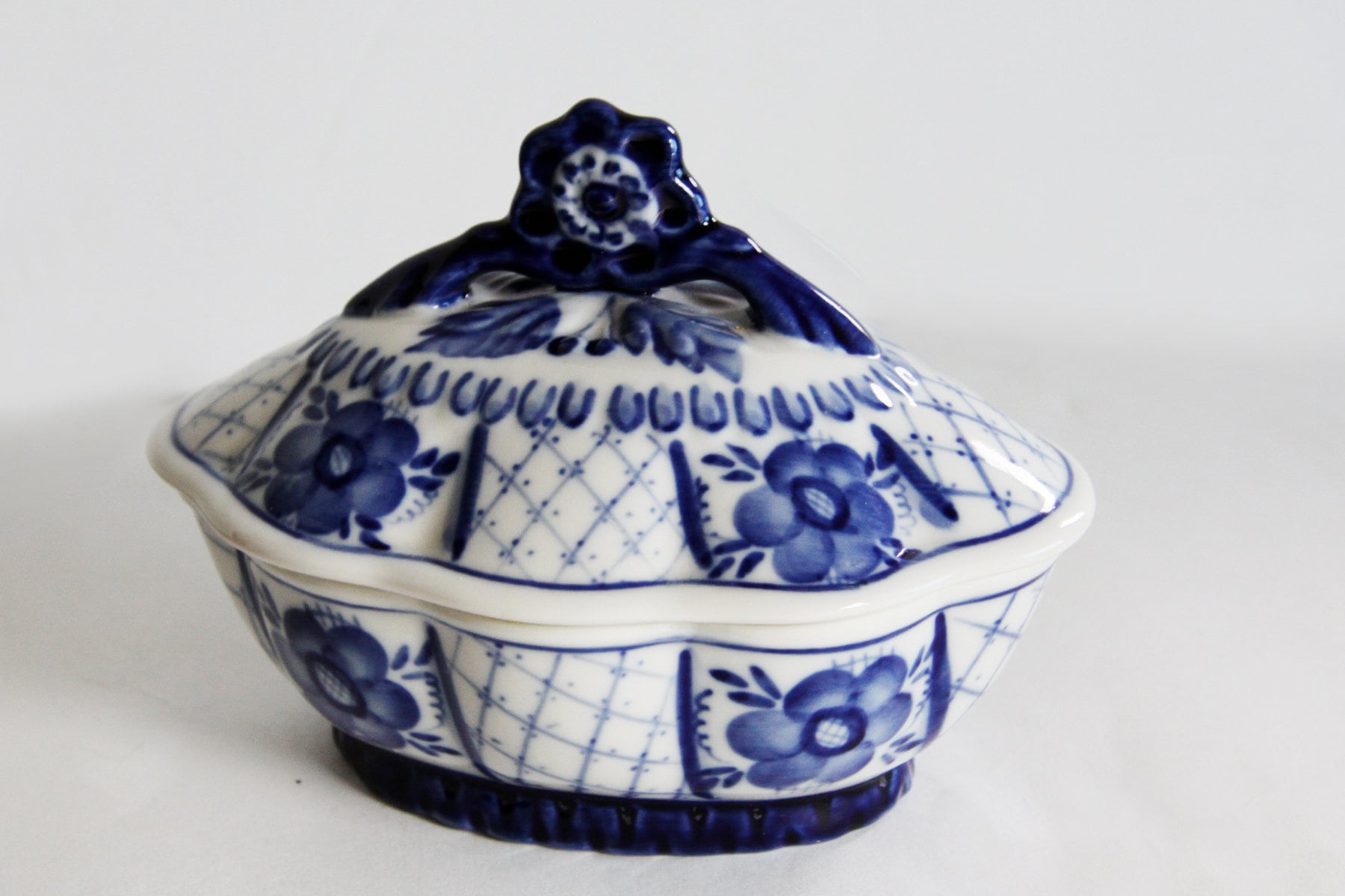 Russian GZHEL Vintage Porcelain Handmade Oval Dish - Etsy