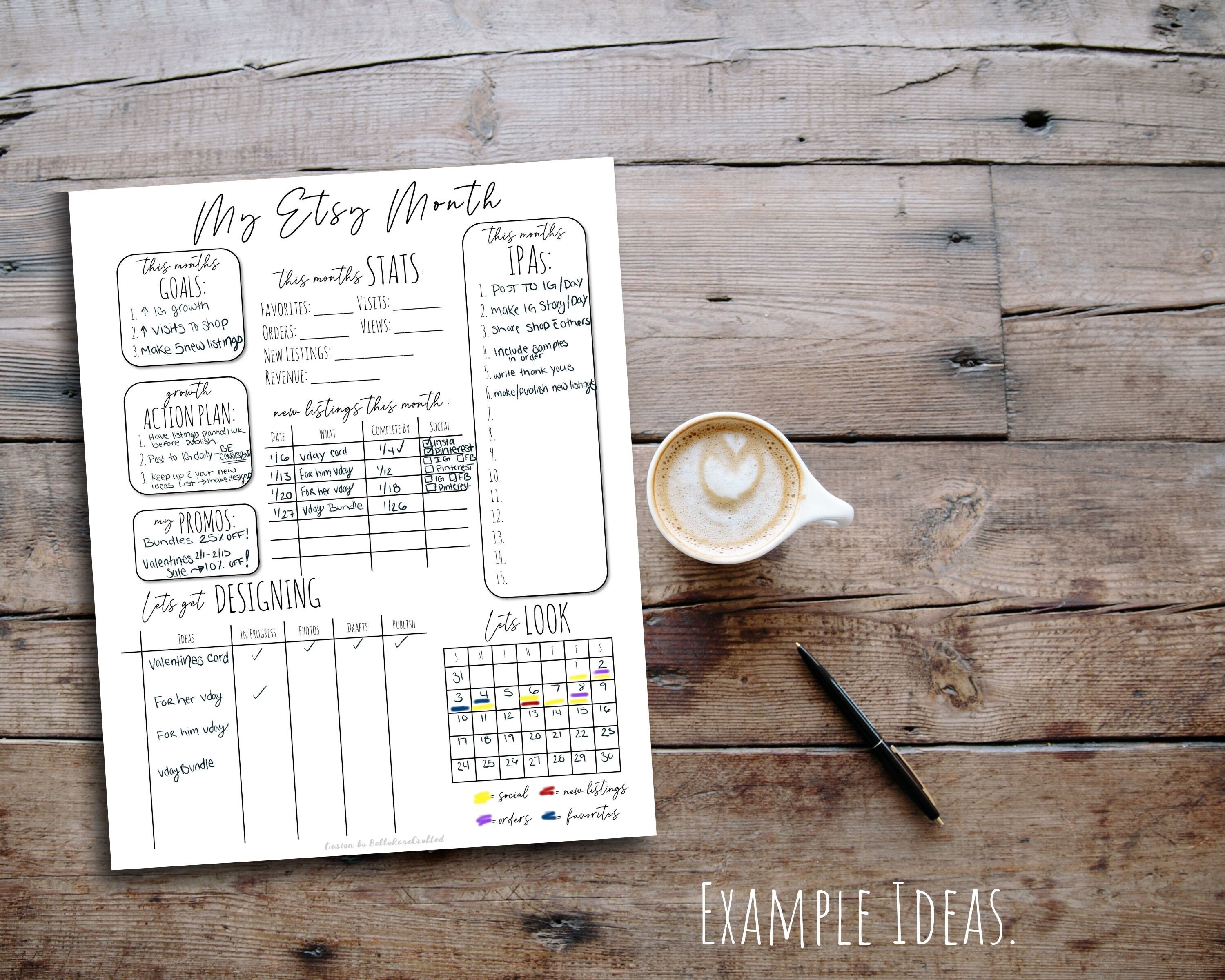 Etsy Business Monthly Tracker Printable Organizational Planner or ...