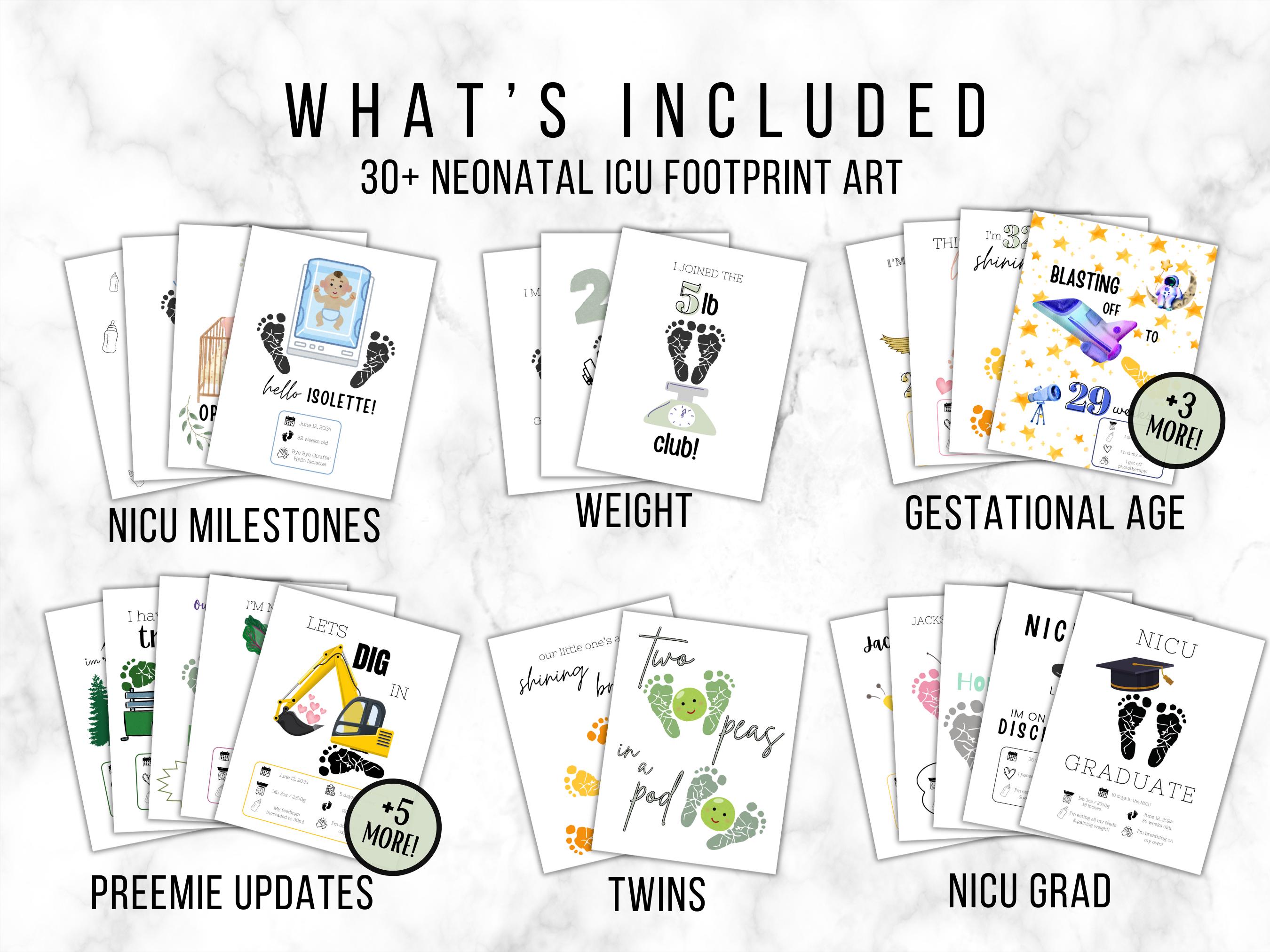 NICU Nurse Footprint Crafts, NICU Babys Milestones Footprints Art Craft, Nicu Milestones ...