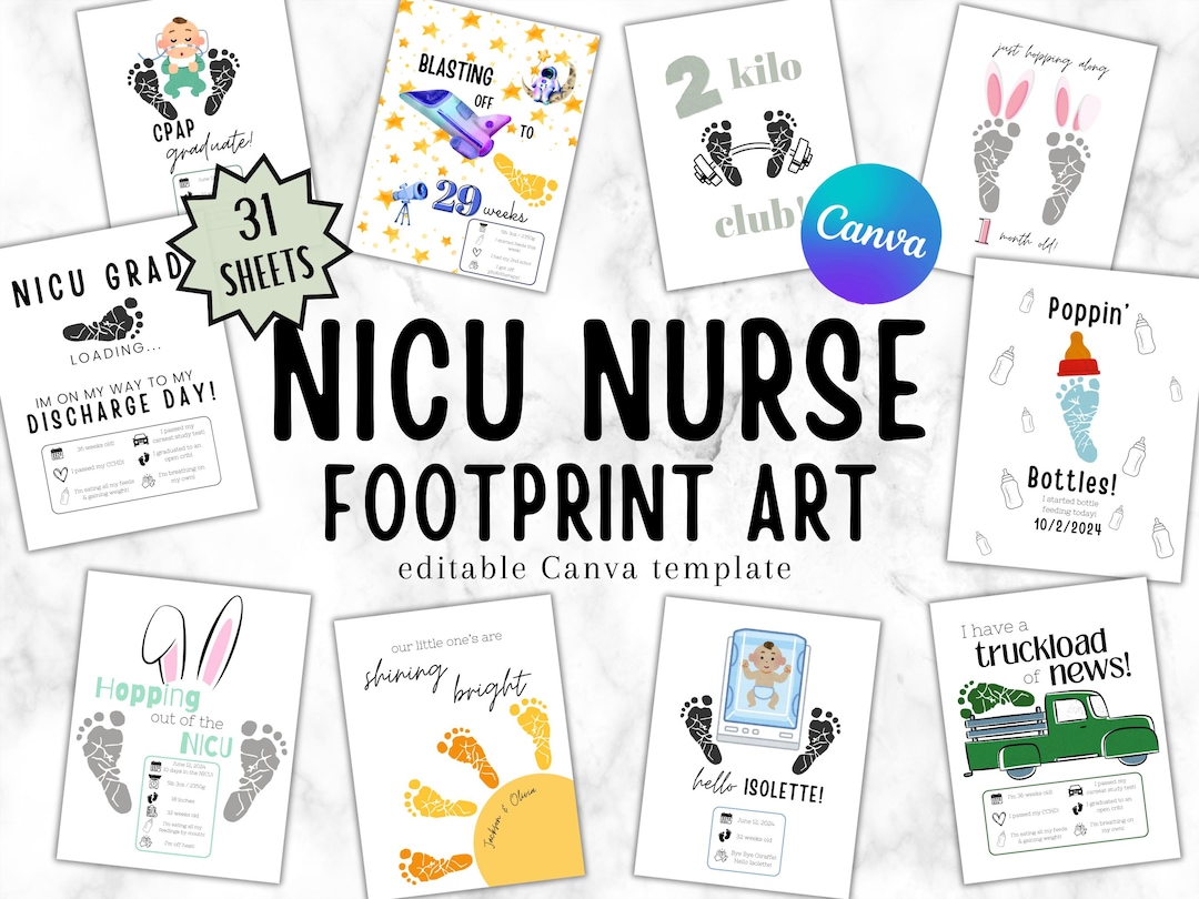 NICU Nurse Footprint Crafts, NICU Babys Milestones Footprints Art Craft ...